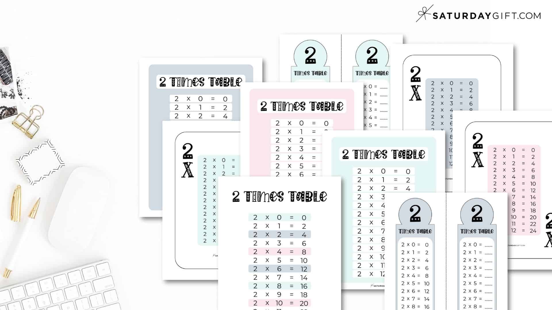 2 Times Table Chart - 15 Cute & Free Printables | SaturdayGift