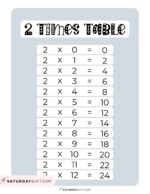2 Times Table Chart - 15 Cute & Free Printables | SaturdayGift