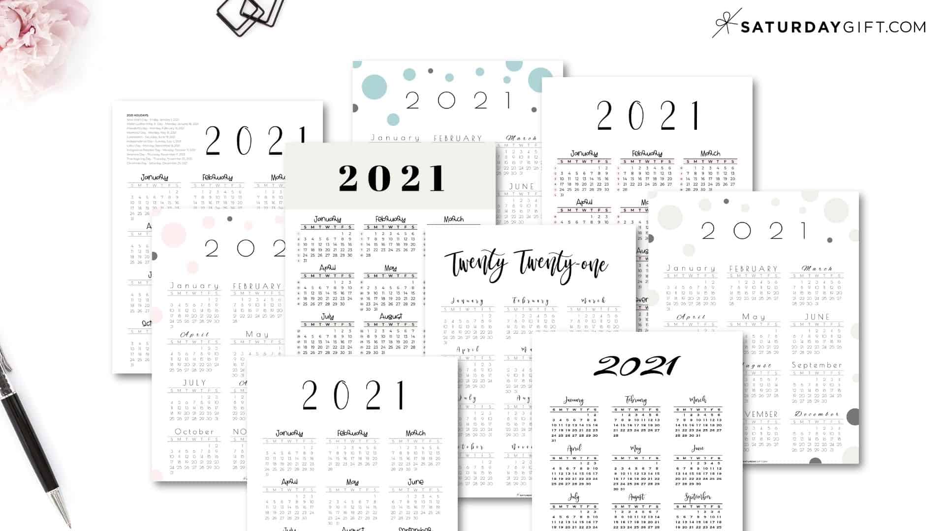 Free Printable Yearly Calendars — One Page Year at a Glance