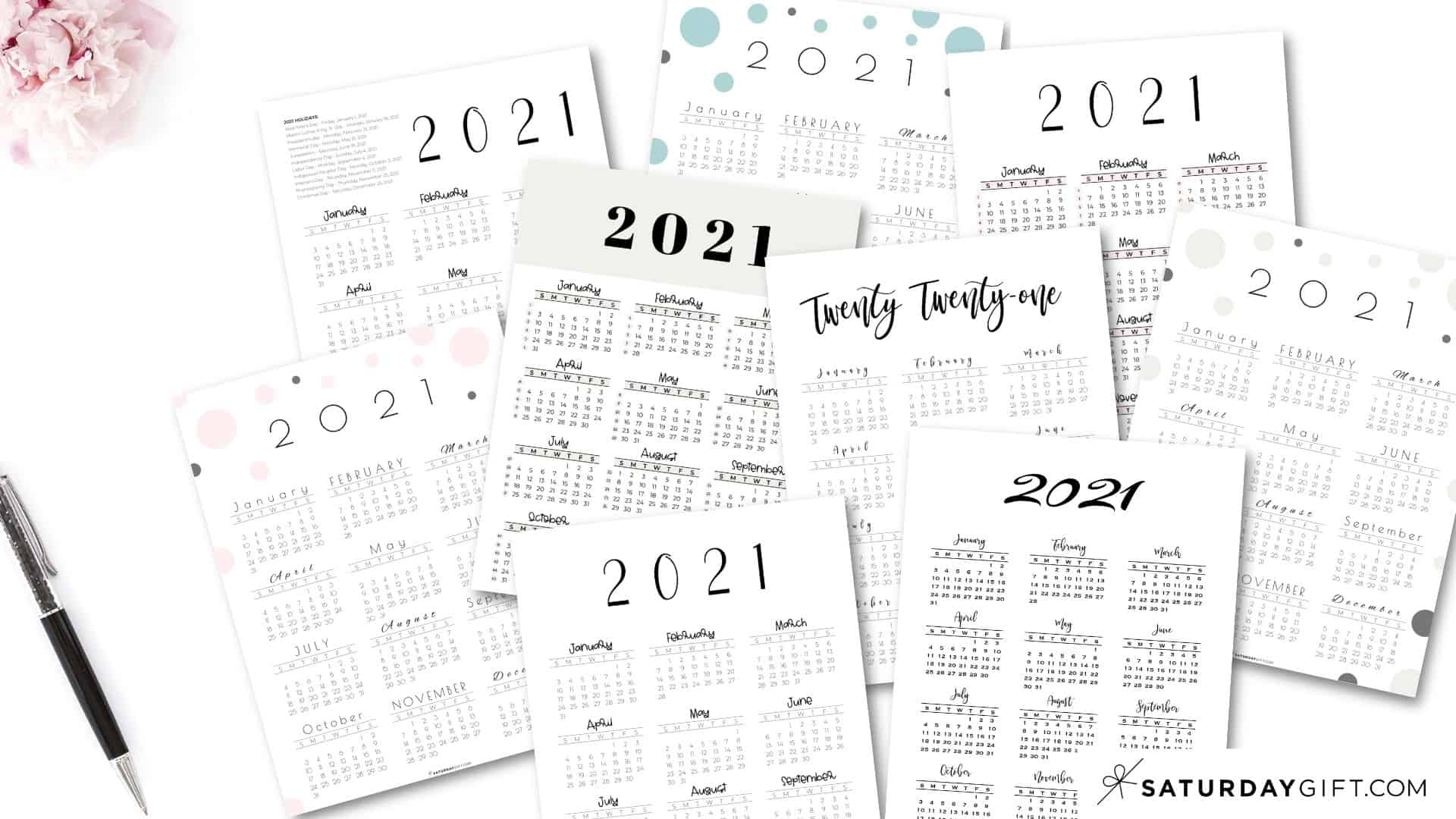 2021 Calendar Printable - Cute & Free 2021 Yearly Calendar Templates
