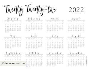 2022 Calendar Printable - Cute & Free 2022 Yearly Calendar Templates