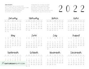 2022 Calendar Printable - Cute & Free 2022 Yearly Calendar Templates