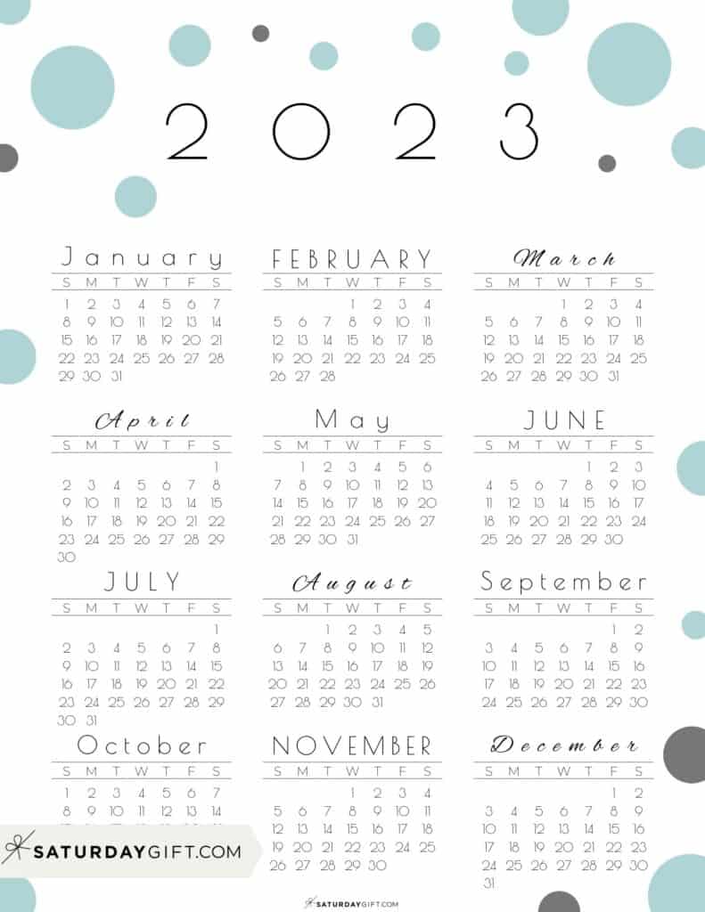 2023 Calendar Printable Cute Free 2023 Yearly Calendar Templates 2023 