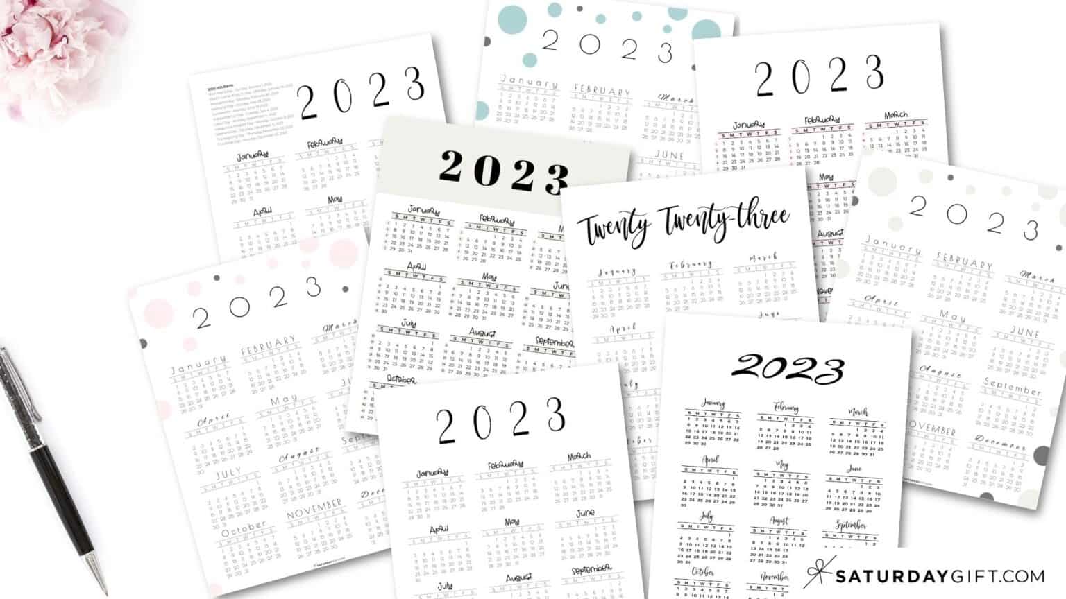 2023 Calendar Printable - Cute & Free 2023 Yearly Calendar Templates