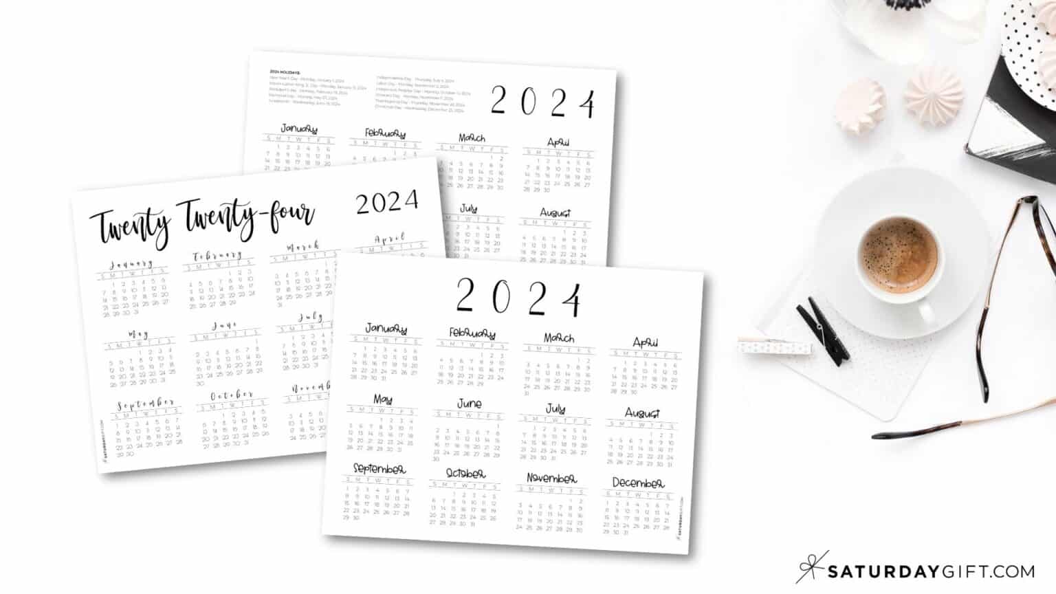 2024 Calendar Printable - 18 Cute & Free 2024 Yearly Calendar Templates