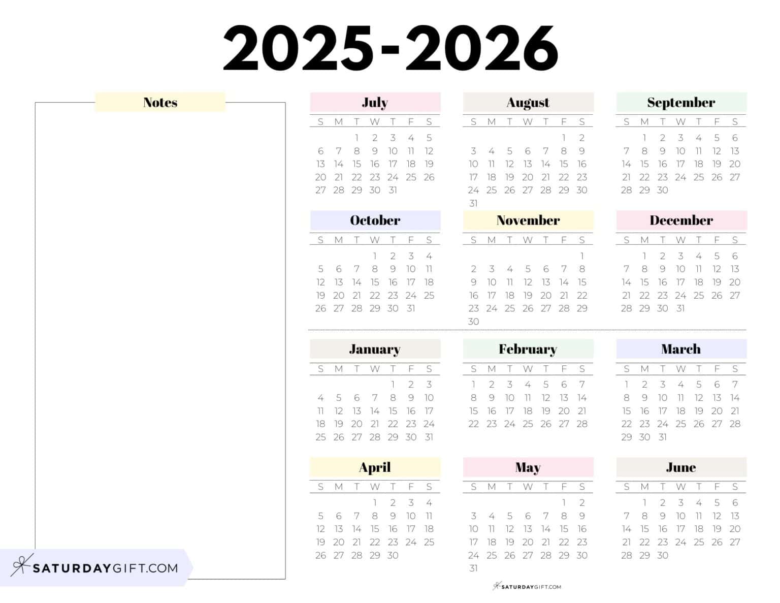 School Year Calendar printables - 17 Academic Calendars 2025-2026