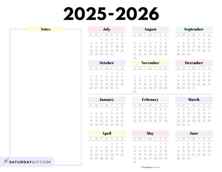 25/26 School Year Calendar printables - 17 Academic Calendars 2025-2026