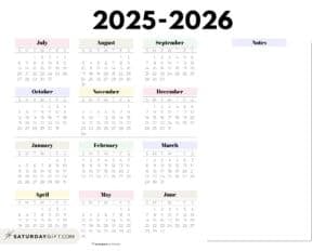 25/26 School Year Calendar printables - 17 Academic Calendars 2025-2026