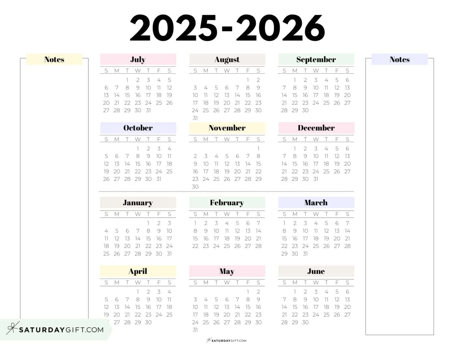 School Year Calendar printables - 17 Academic Calendars 2025-2026