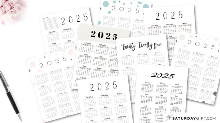 Free Printable Yearly Calendars — One Page Year at a Glance