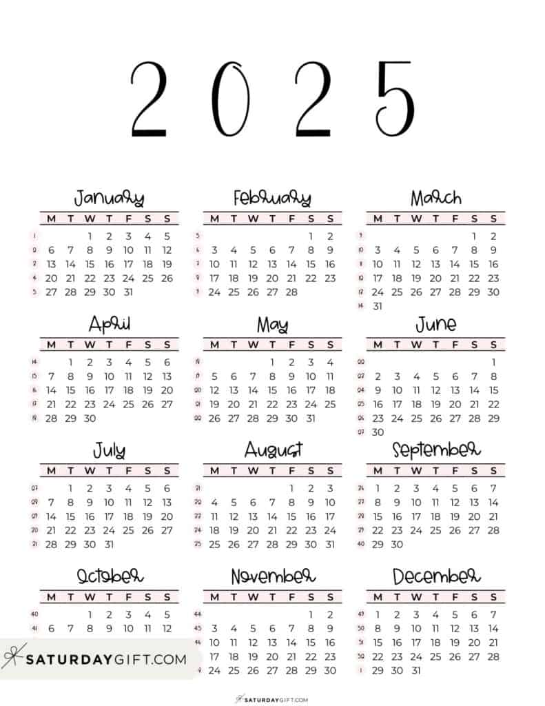12 Month 2025 Printable Calendar Joseph R Meyers