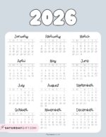 2026 Yearly Calendar Printable - 17 Cute & Free 2026 Annual Calendars