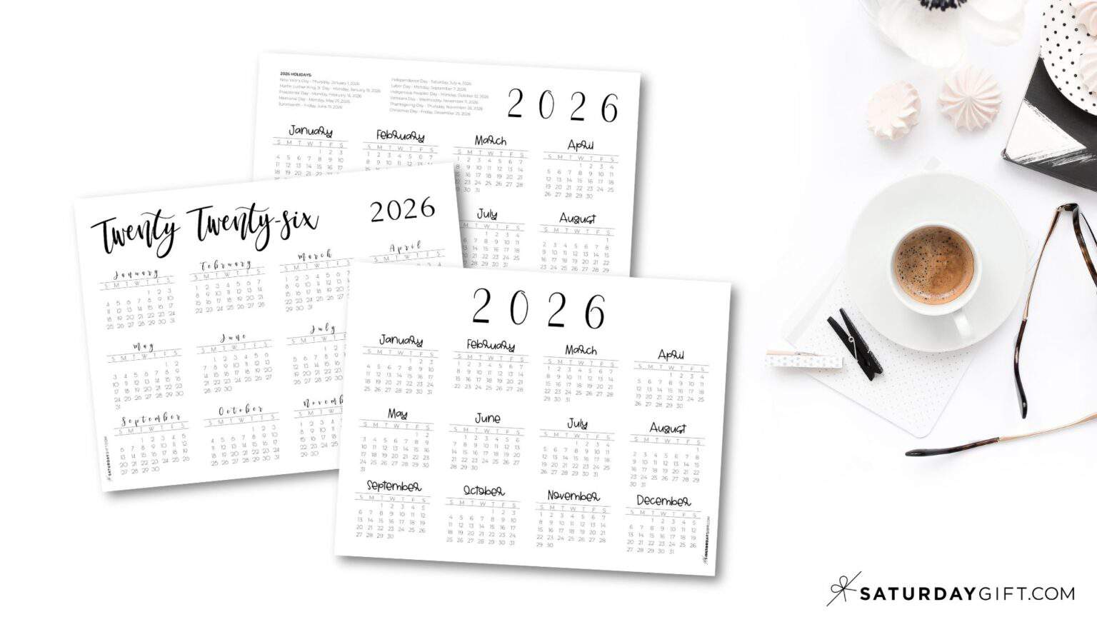 2026 Yearly Calendar Printable - 35 Cute & Free 2026 Annual Calendars