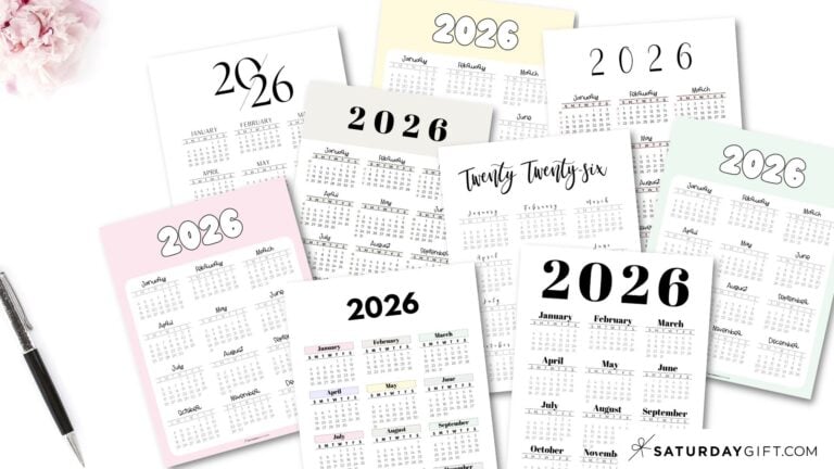 2026 Yearly Calendar Printable - 17 Cute & Free 2026 Annual Calendars