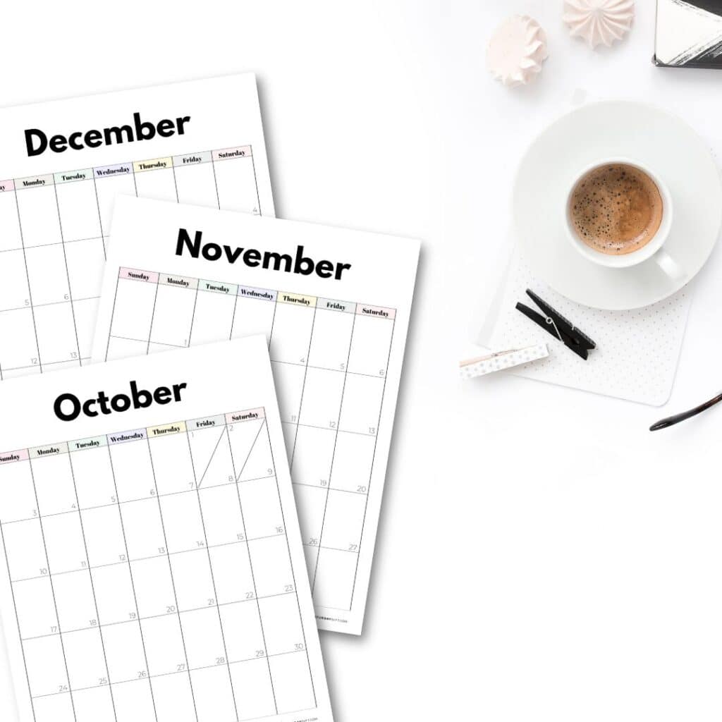 Pastel Monthly Calendar 2027 - Cute Free Printables