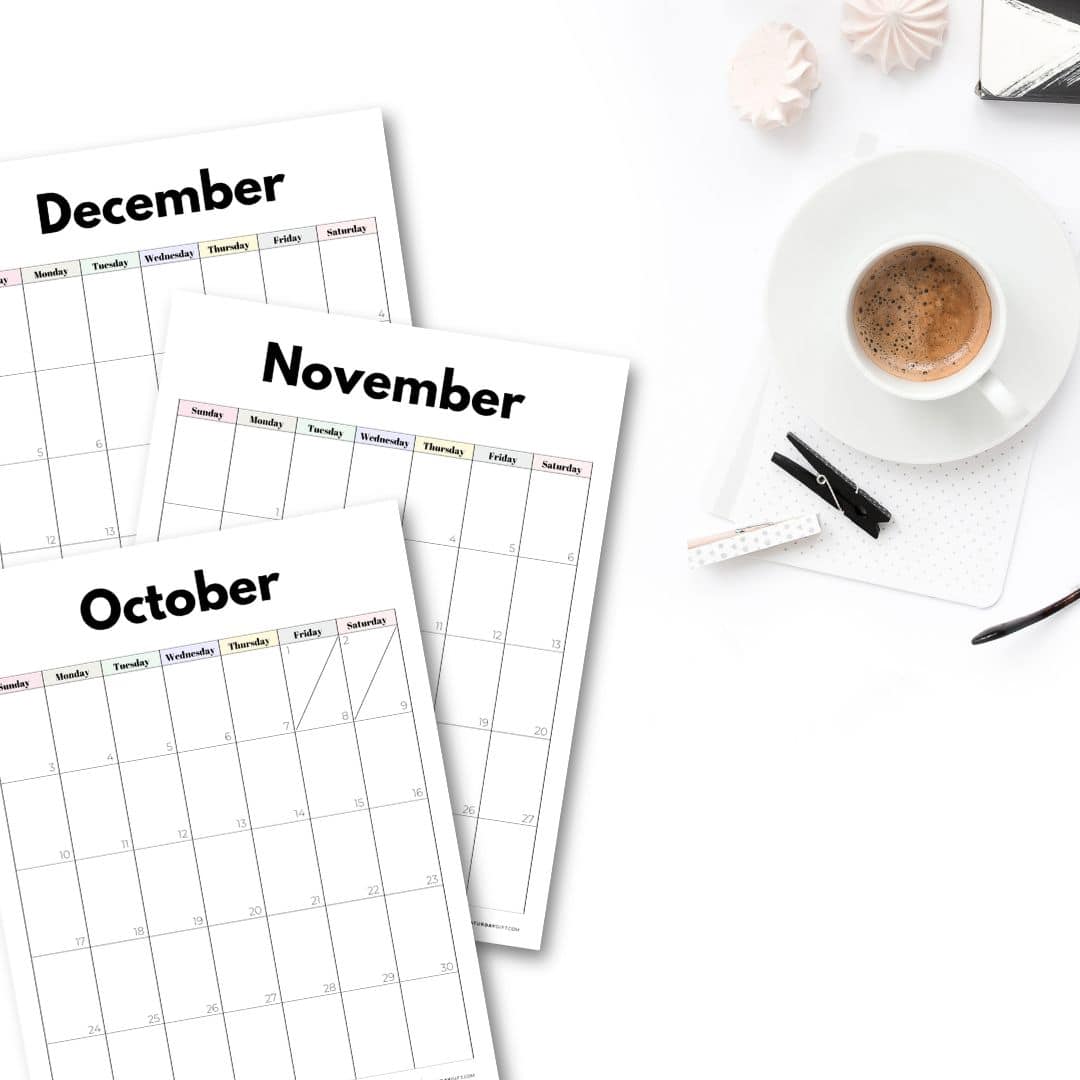 Pastel Monthly Calendar 2027 - Cute Free Printables