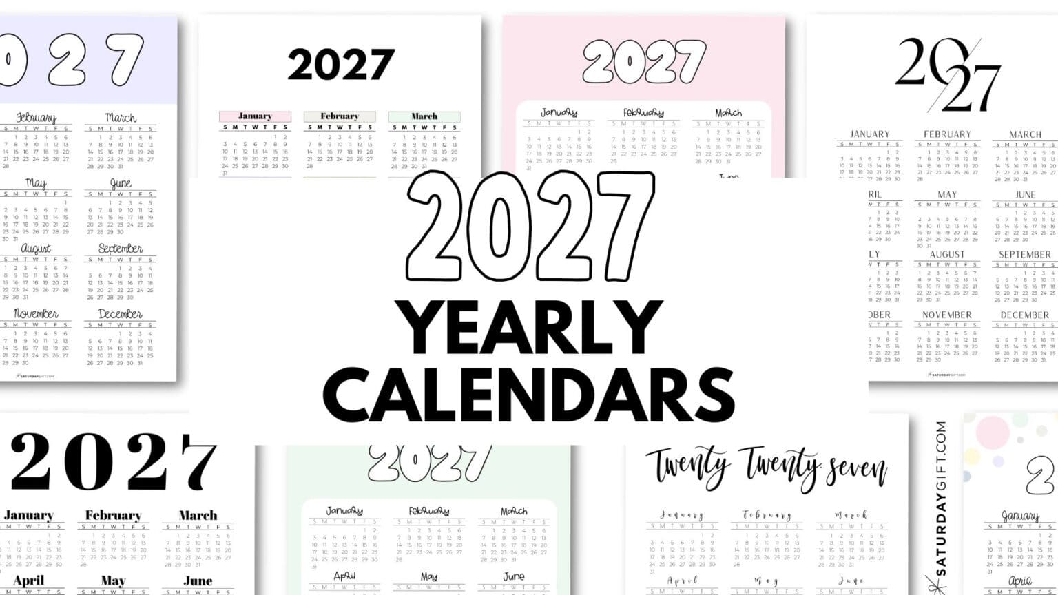 2027 Yearly Calendars - 35 Aesthetic Free Printables