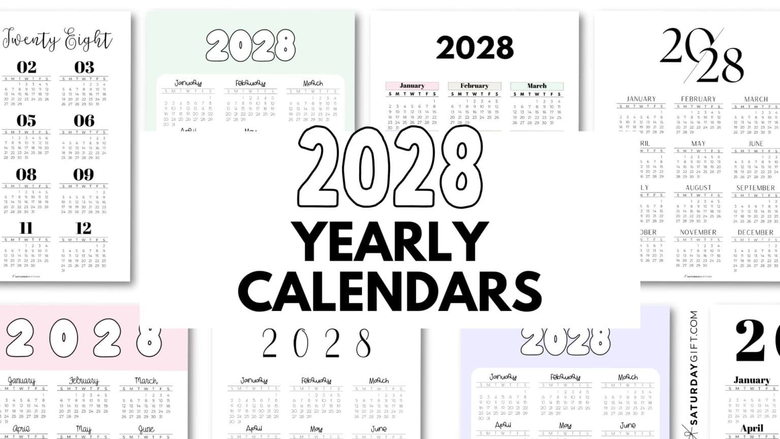 2028 Yearly Calendars - 35 Aesthetic Free Printables