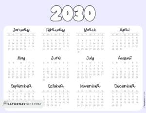 2030 Yearly Calendars - 35 Aesthetic Free Printables