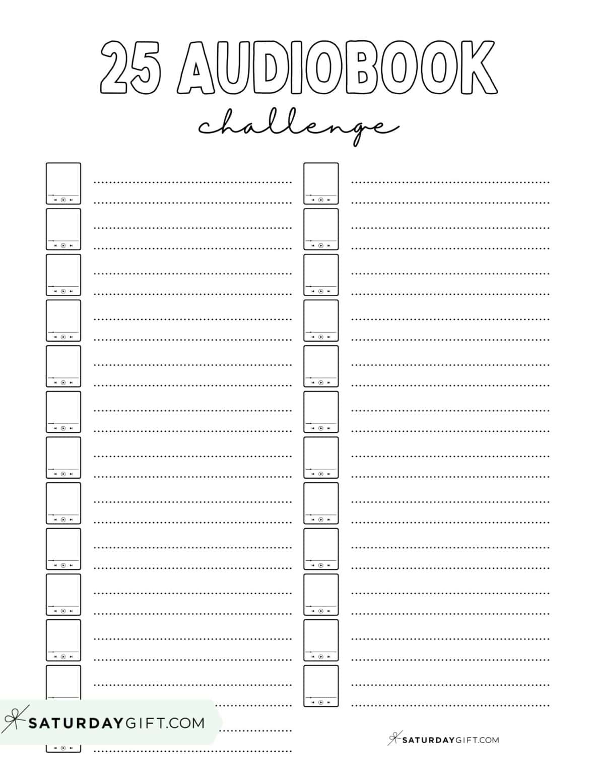 25 Book Challenge Template - 24 Free printables | SaturdayGift