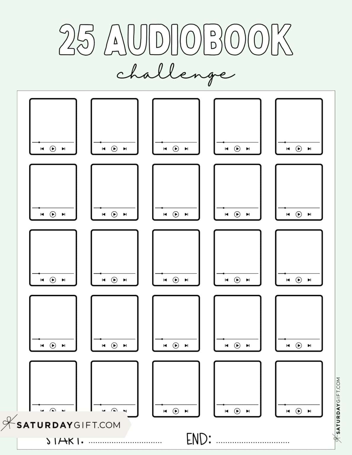 25 Book Challenge Template - 24 Free printables | SaturdayGift
