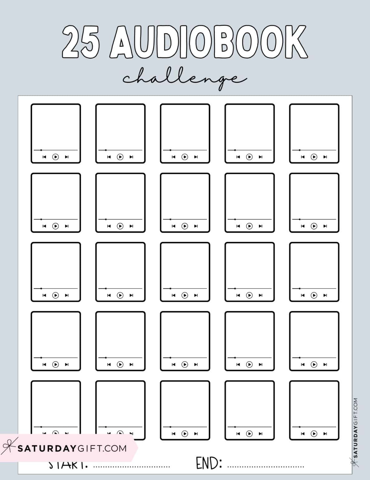 25 Book Challenge Template - 24 Free printables | SaturdayGift