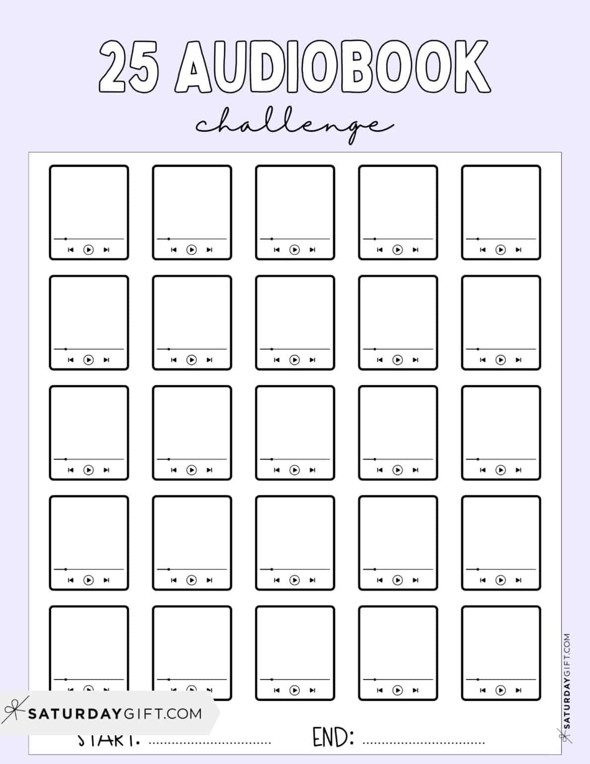 25 Book Challenge Template - 24 Free printables | SaturdayGift