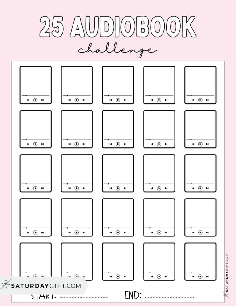 25 Book Challenge Template - 24 Free printables | SaturdayGift