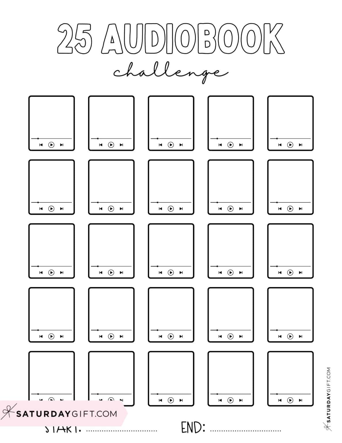 25 Book Challenge Template - 24 Free printables | SaturdayGift