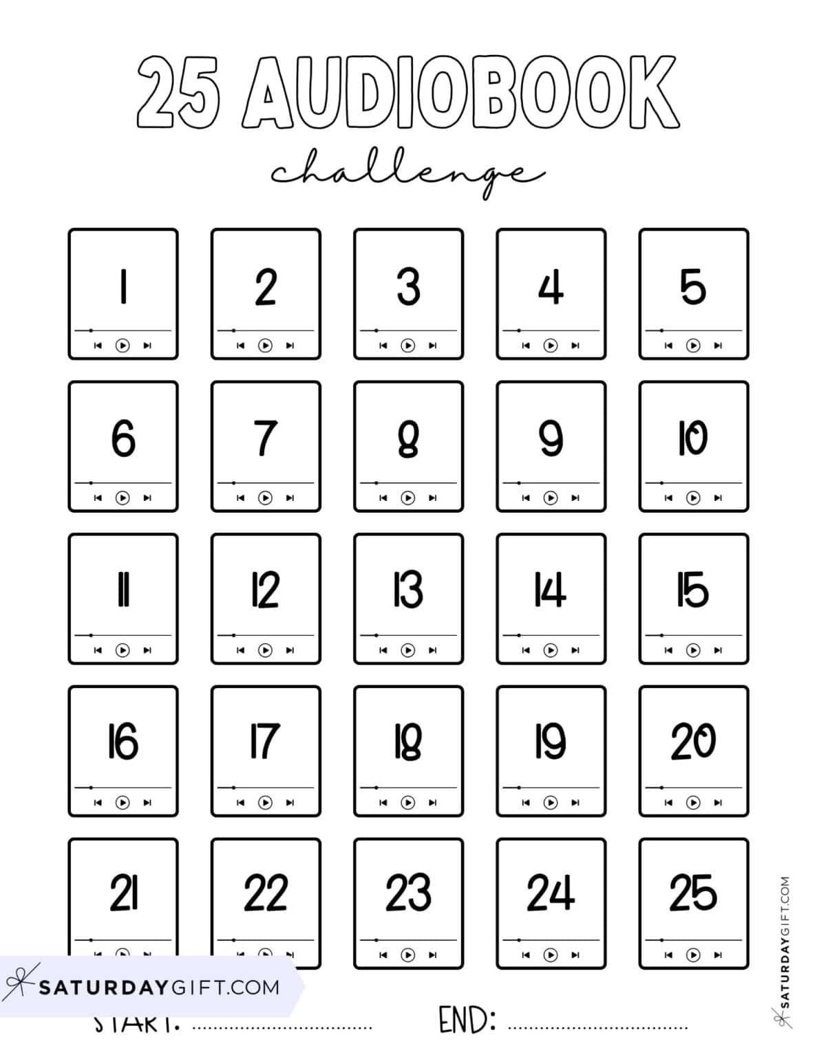 25 Book Challenge Template - 24 Free printables | SaturdayGift