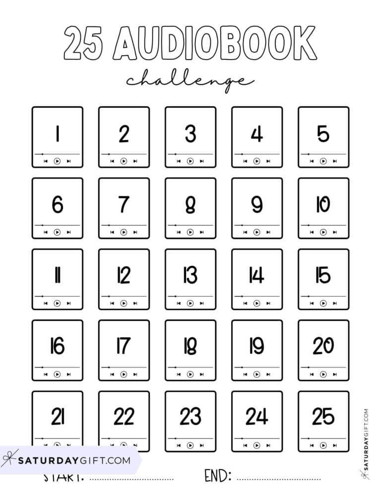 25 Book Challenge Template - 24 Free printables | SaturdayGift