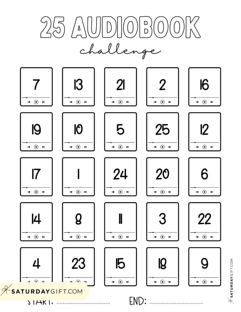 25 Book Challenge Template - 24 Free printables | SaturdayGift