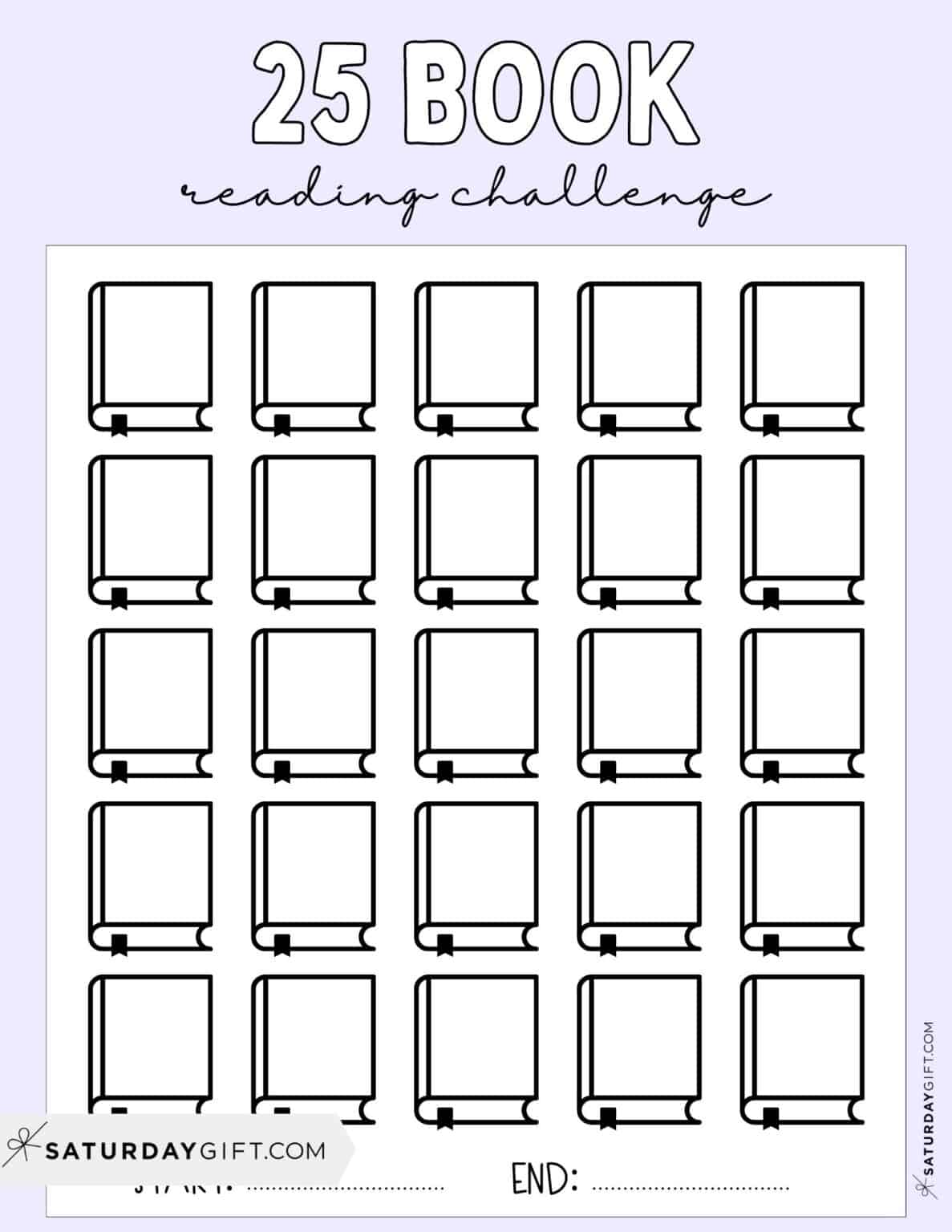 25 Book Challenge Template - 24 Free printables | SaturdayGift