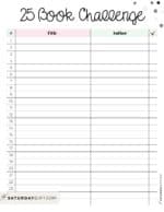 25 Book Challenge Template - 24 Free printables | SaturdayGift