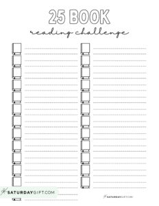 25 Book Challenge Template - 24 Free printables | SaturdayGift