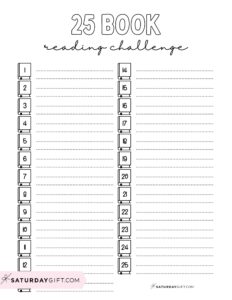 25 Book Challenge Template - 24 Free printables | SaturdayGift