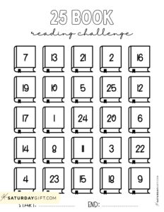 25 Book Challenge Template - 24 Free printables | SaturdayGift