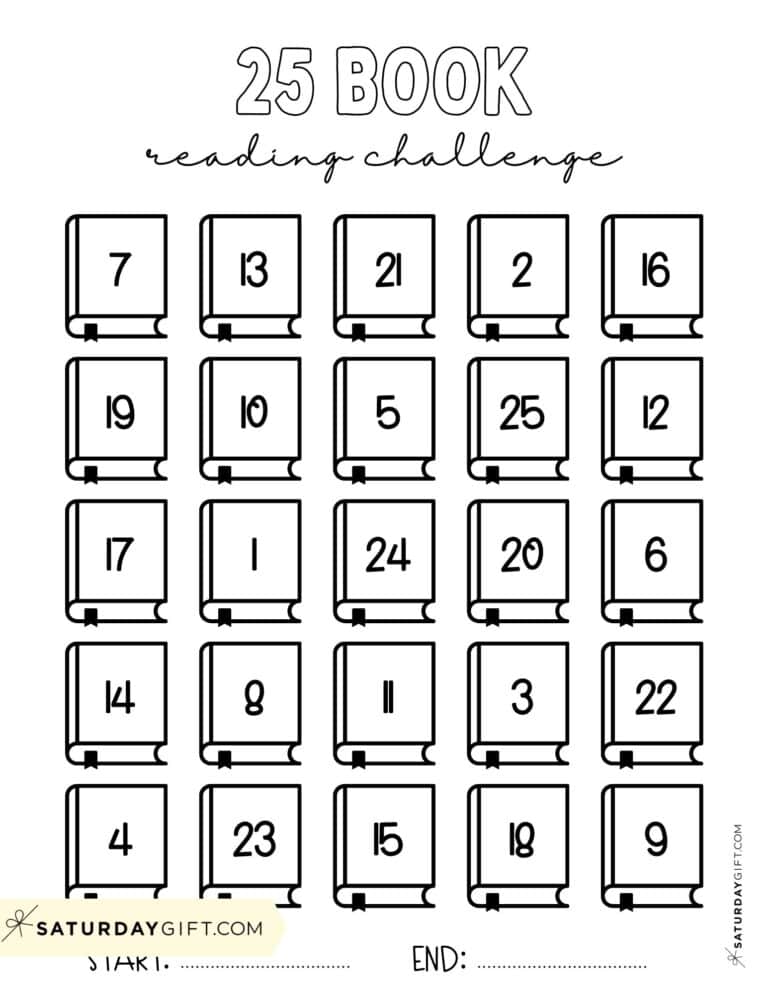 25 Book Challenge Template - 24 Free printables | SaturdayGift