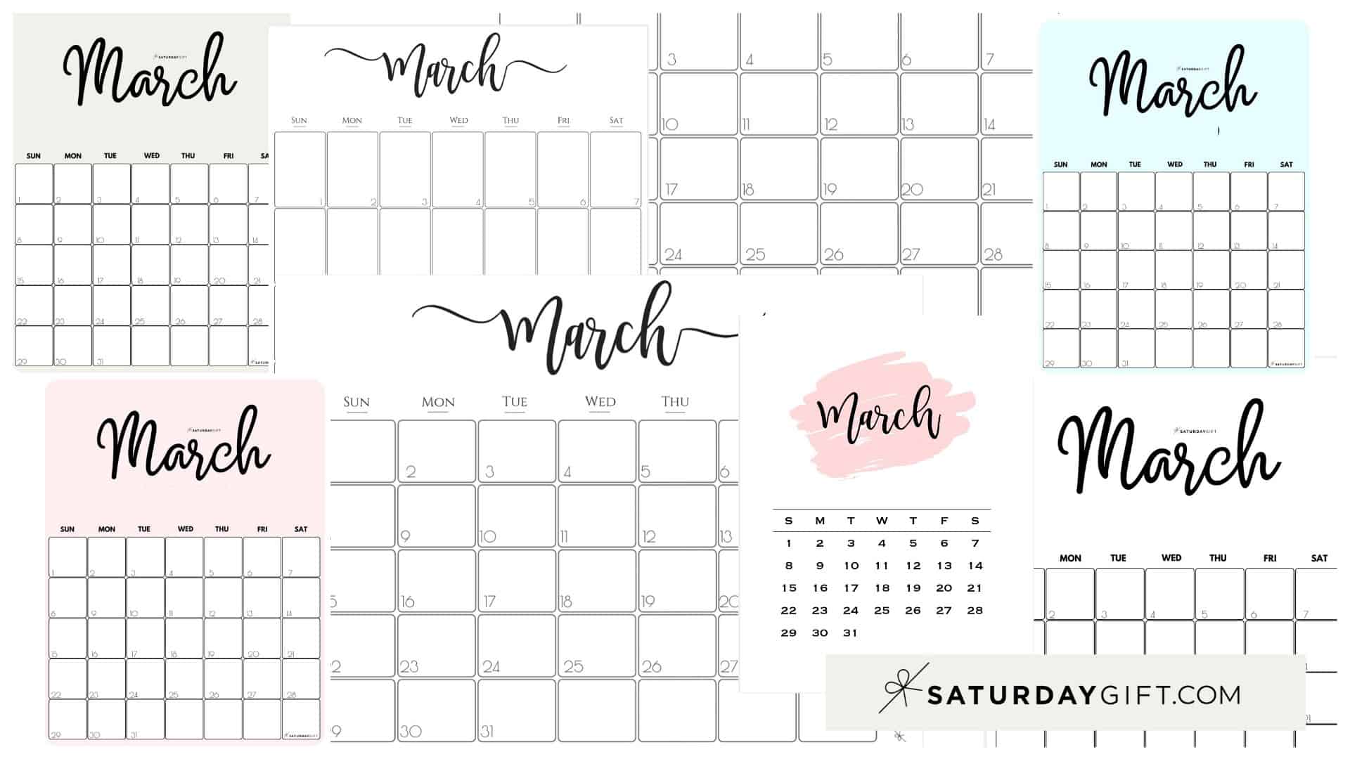 March 2024 Calendar 9 Cute FREE Printables SaturdayGift