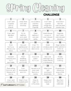 30-Day Spring Cleaning Challenge + Printable - SaturdayGift