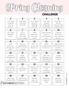 30-Day Spring Cleaning Challenge + Printable - SaturdayGift