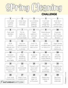 30-Day Spring Cleaning Challenge + Printable - SaturdayGift