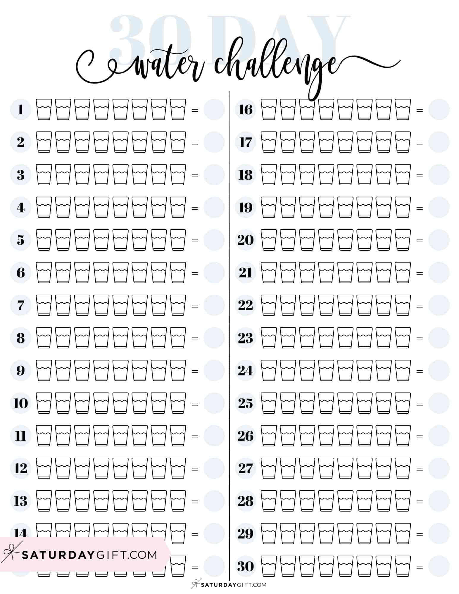 Cute Water Tracker Printable - Keep Track of Your Daily Water Intake