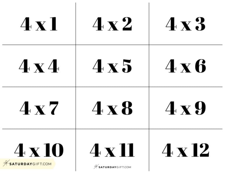 Free Printable Multiplication Flash Cards | SaturdayGift
