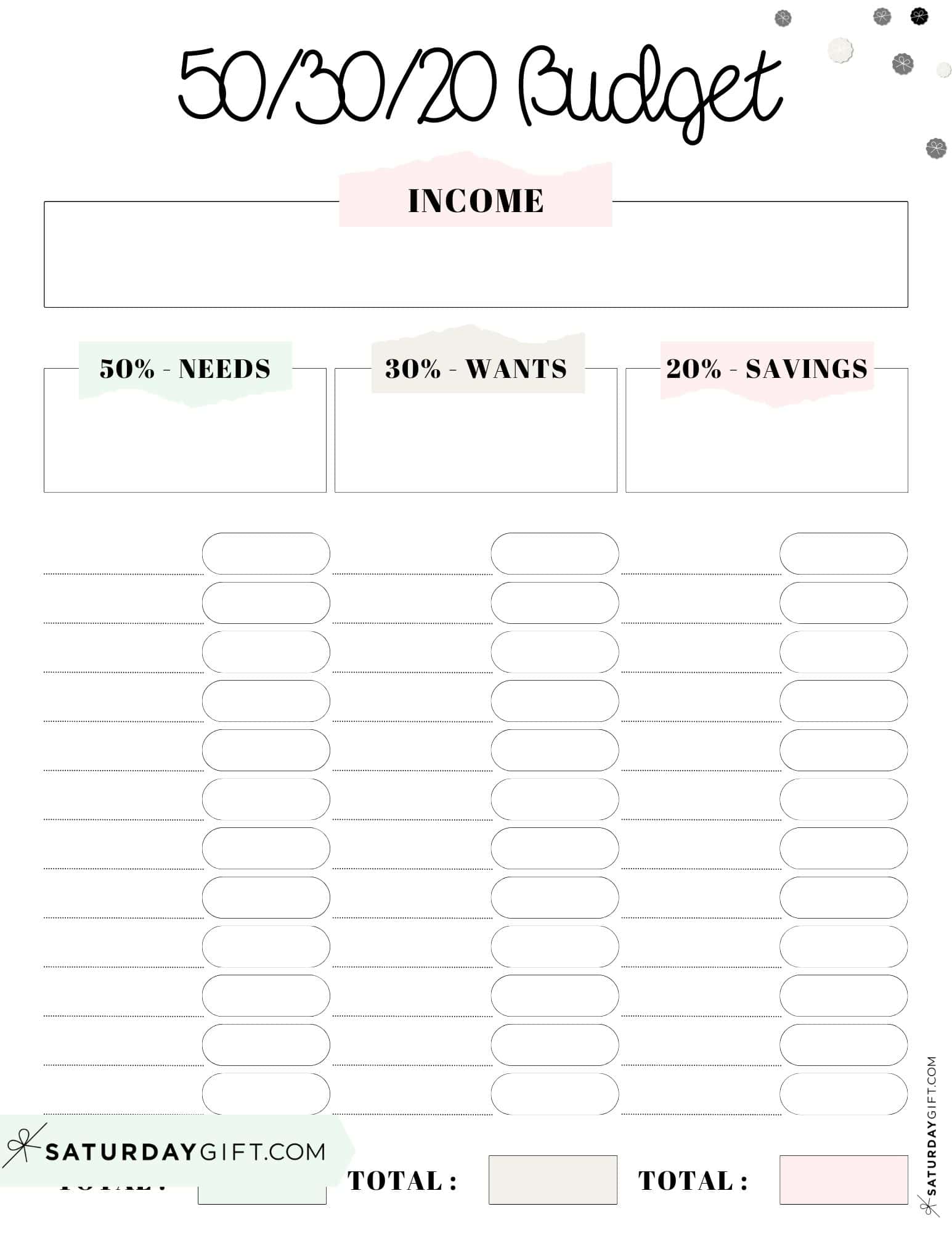 50/30/20 Budget Template - 5 Cute (&Free!) Budgeting Planners 50/30/20 Budget Template - 5 Cute (&Free!) Budgeting Planners