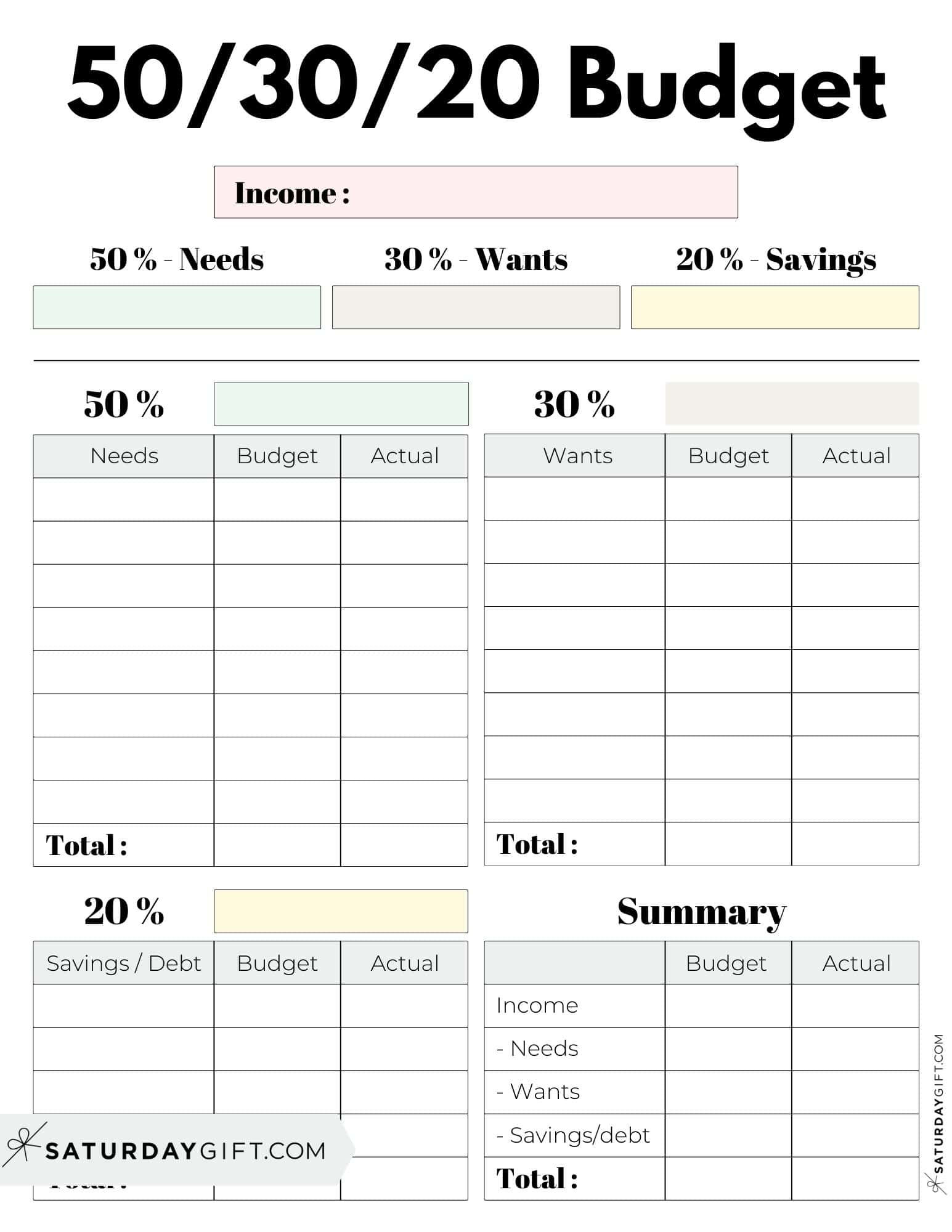 50/30/20 Budget Template - 5 Cute (&Free!) Budgeting Planners 50/30/20 Budget Template - 5 Cute (&Free!) Budgeting Planners