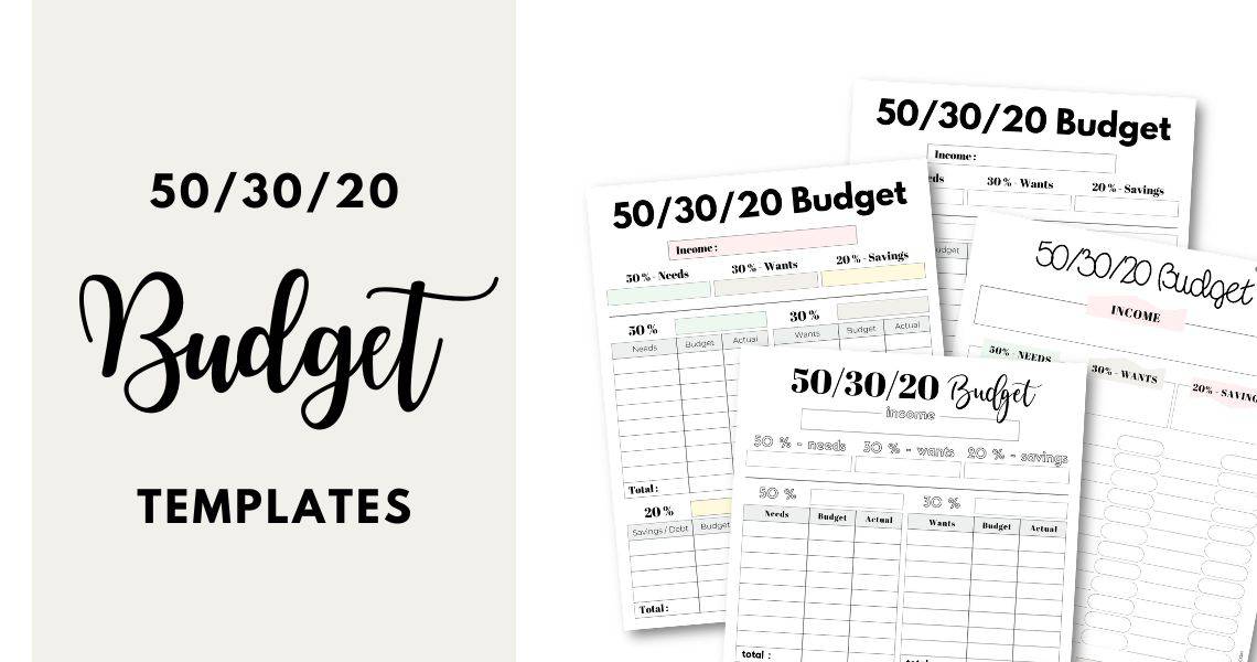 50/30/20 Budget Templates - 5 Cute (&Free!) Budgeting Planners