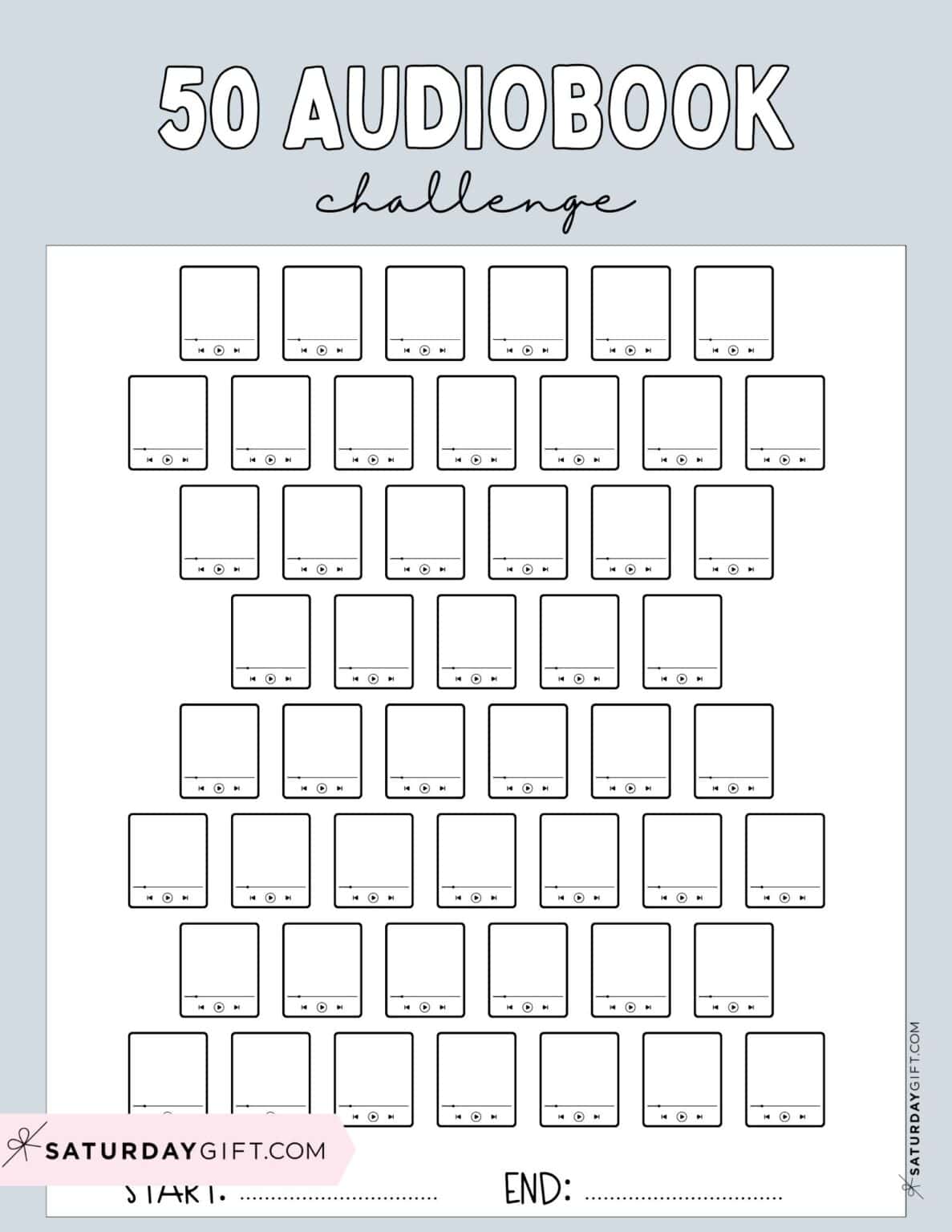 50 Book Challenge Template - 26 Free printables | SaturdayGift