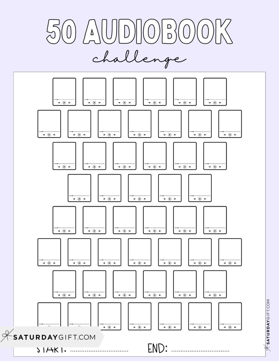 50 Book Challenge Template - 26 Free printables | SaturdayGift