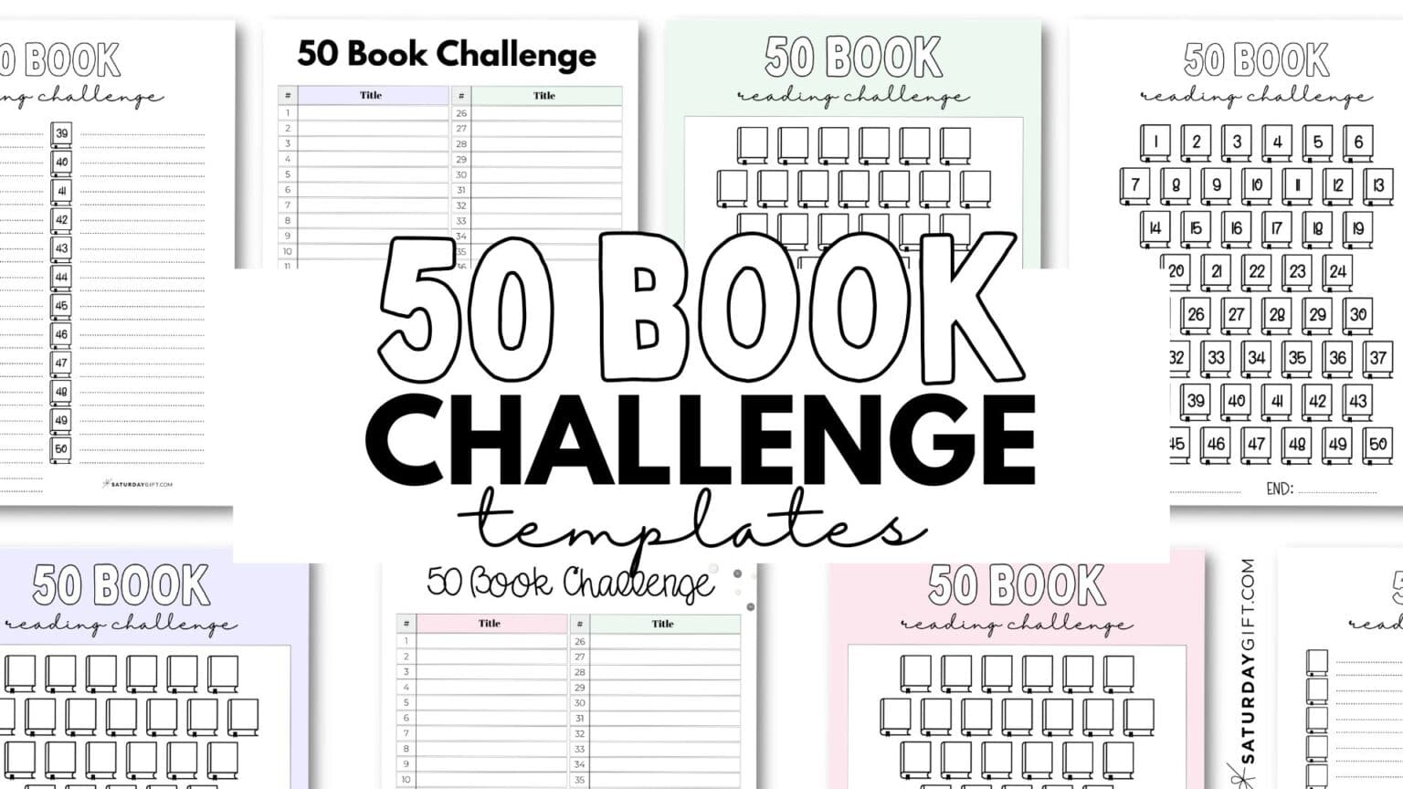 50 Book Challenge Template - 26 Free printables | SaturdayGift